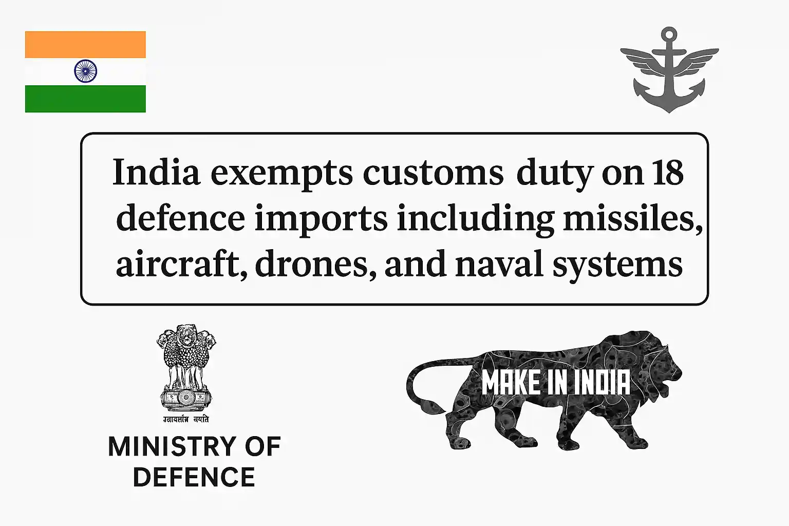 India Exempted Customs Duty on Defence Imports: 18 Categories, Big Move